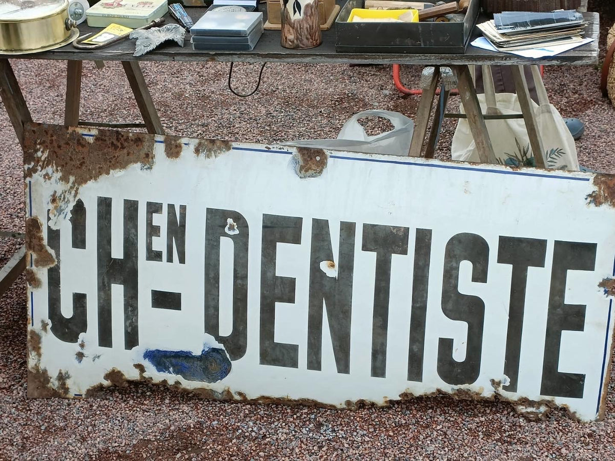 groot geleefd emaille tandarts "CH-en DENTISTE" bord uit Frankrijk ...