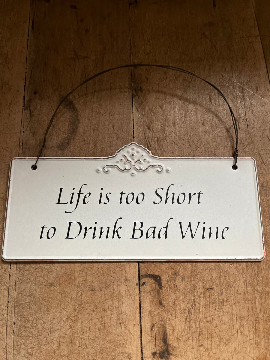 tekstbord metaal humor; TEGEL WIJSHEID, WIJN | Brocante bij Ingie